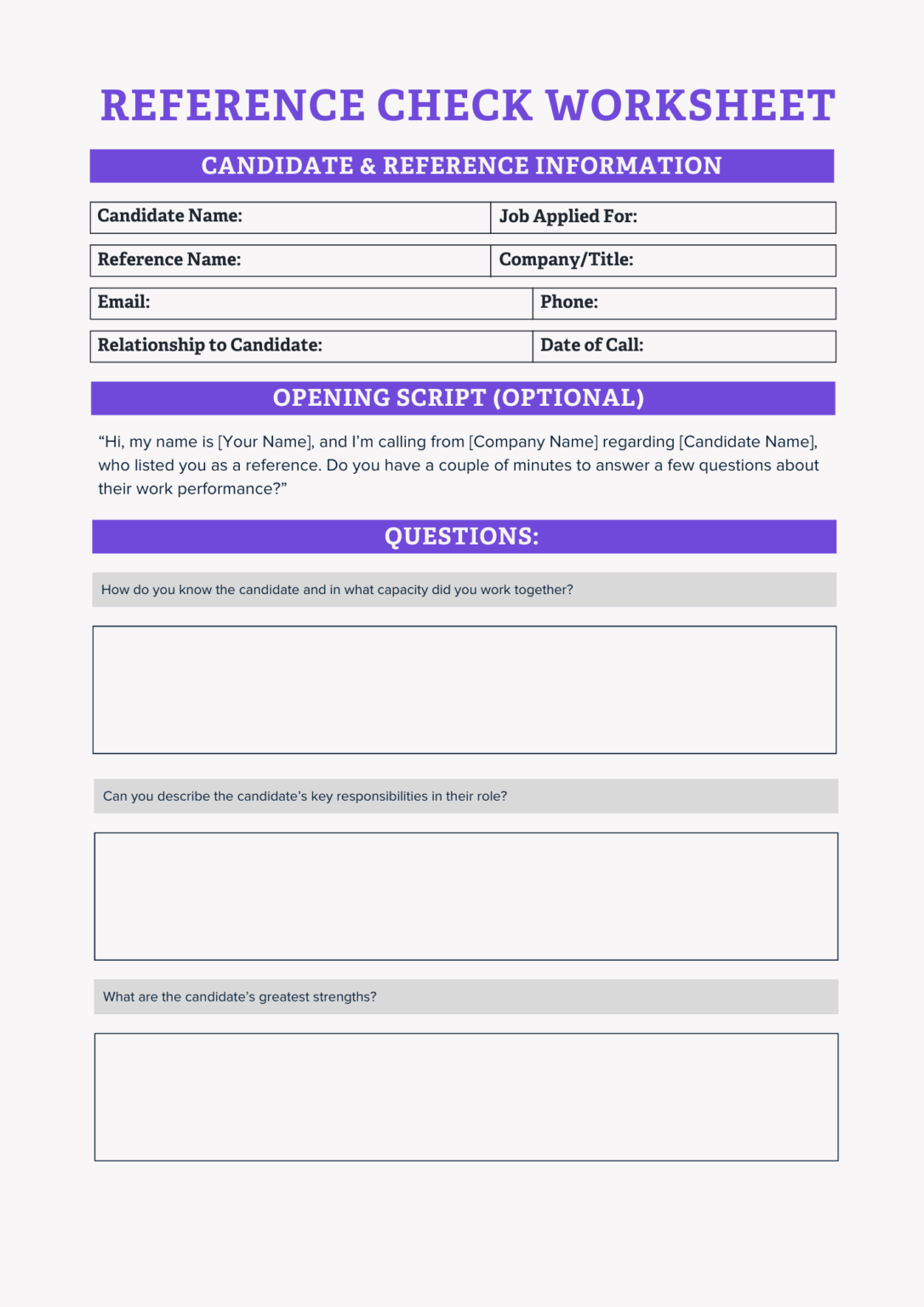 Reference Checks: Sample Questions and Best Practices